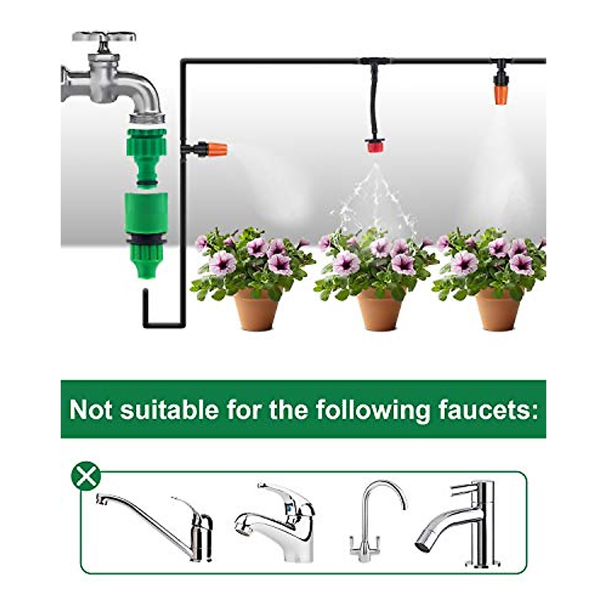 Garden 50Ft Automatic Micro Irrigation System, 1/4" Blank Distribution Plant Watering Irrigation Kit Accessories Include Atomizing Nozzle Mister Dripper for Garden Flower Bed,Patio,Lawn …