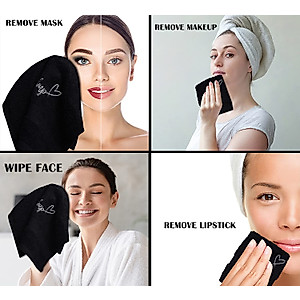 ZUPERIA Makeup Wash Cloths for Showering - 100% Cotton Lint-Free (12x12 Inches, Packof 6, Black) Medium Weight Face Wash Cloths, Multi-Purpose Wash Cloths for Bathroom, Hotel and Spa