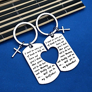 Dabihu Godparent Gifts from Godchild Will You Be My Godmother/Godfather Keychain Set Christening Gift Godparents Announcement Jewelry First Communion Gift for Godmother Godfather Baptism Gift Keyring