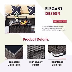 KAWIVAST Updated-7 Piece Patio Furniture Set, Sectional Sets, Patio Sectional Sofa, PE Wicker Patio Furniture Set, Outdoor Rattan Sectional Sofa, Patio Conversation Sets