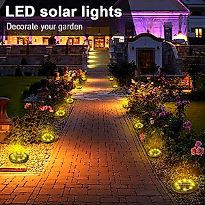 Solar Powered Ground Lights 8 Pack,IP68 Waterproof Outdoor LED Disk Lights for Garden,Non-Slip Landscape Path Lighting for Patio Lawn Yard,Pathway Wear-Resistant Deck Lights Walkway Decor(Warm White)