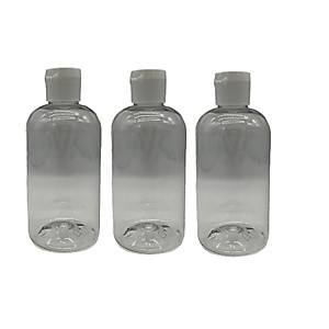 Natural Farms 8 oz Clear Boston BPA FREE Bottles - 3 Pack Empty Refillable Containers - Essential Oils Cleaning Products - Aromatherapy | White Snap Cap - Made in the USA
