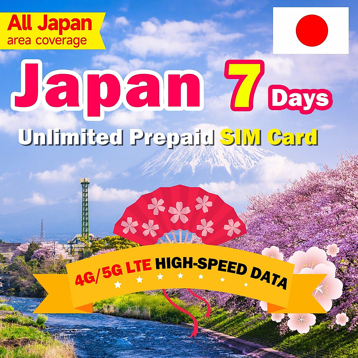 Japan Data SIM Card 7- Day Unlimited Internet Data No Voice & Text for Japan Travel or Business Trip 2GB High Speed Data Per Day for Mobile Phone Network or Other Communication Equipment