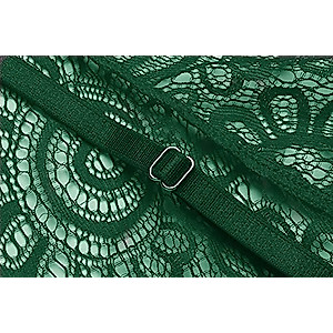 TISDEN Women Lace Lingerie Bralette Bra and Panty Set Underwear 2 Piece Babydoll Sleepwear Bodysuit Green XL