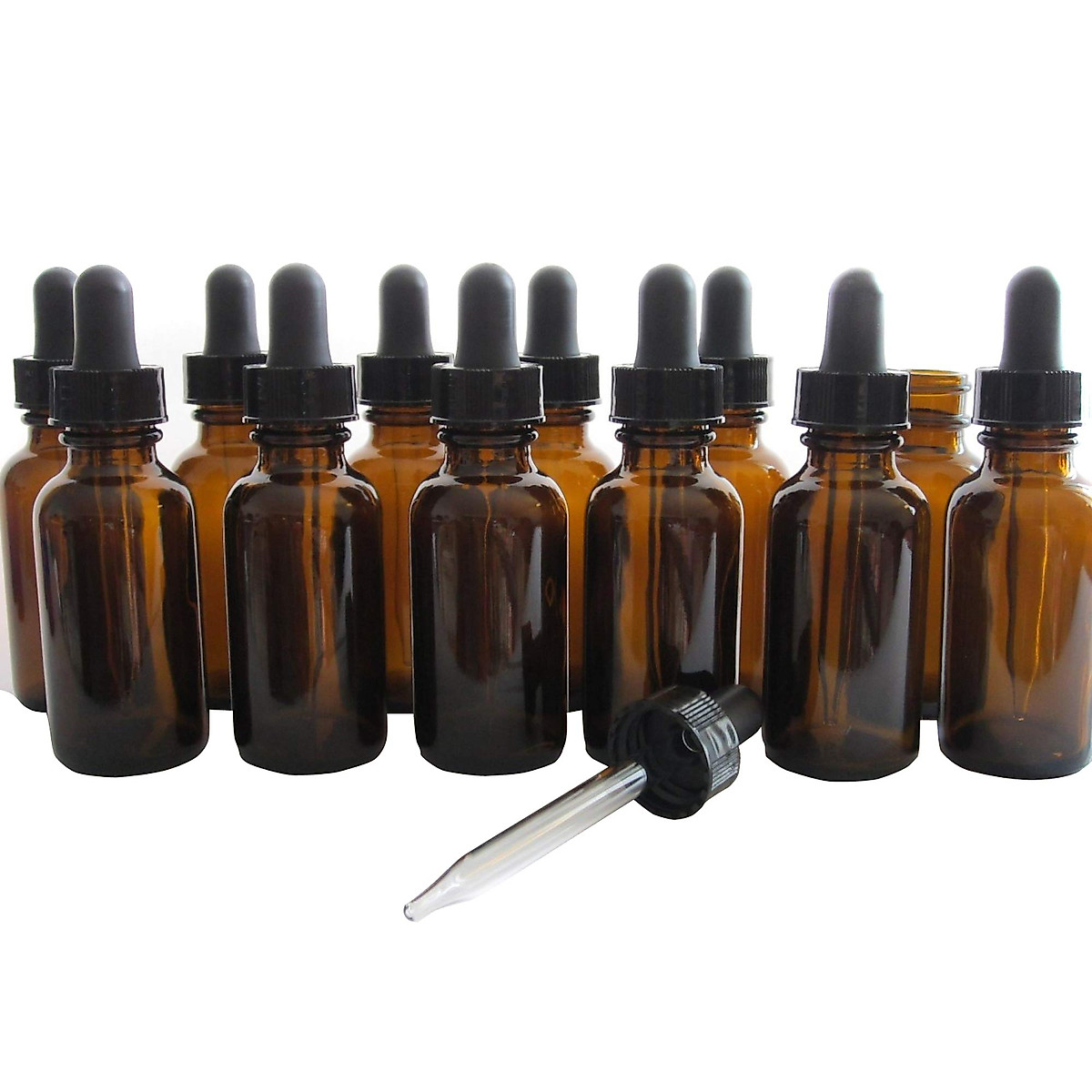 TOPWEL 20ml 12pcs Amber Glass Essential Oil Bottle with Glass Dropper