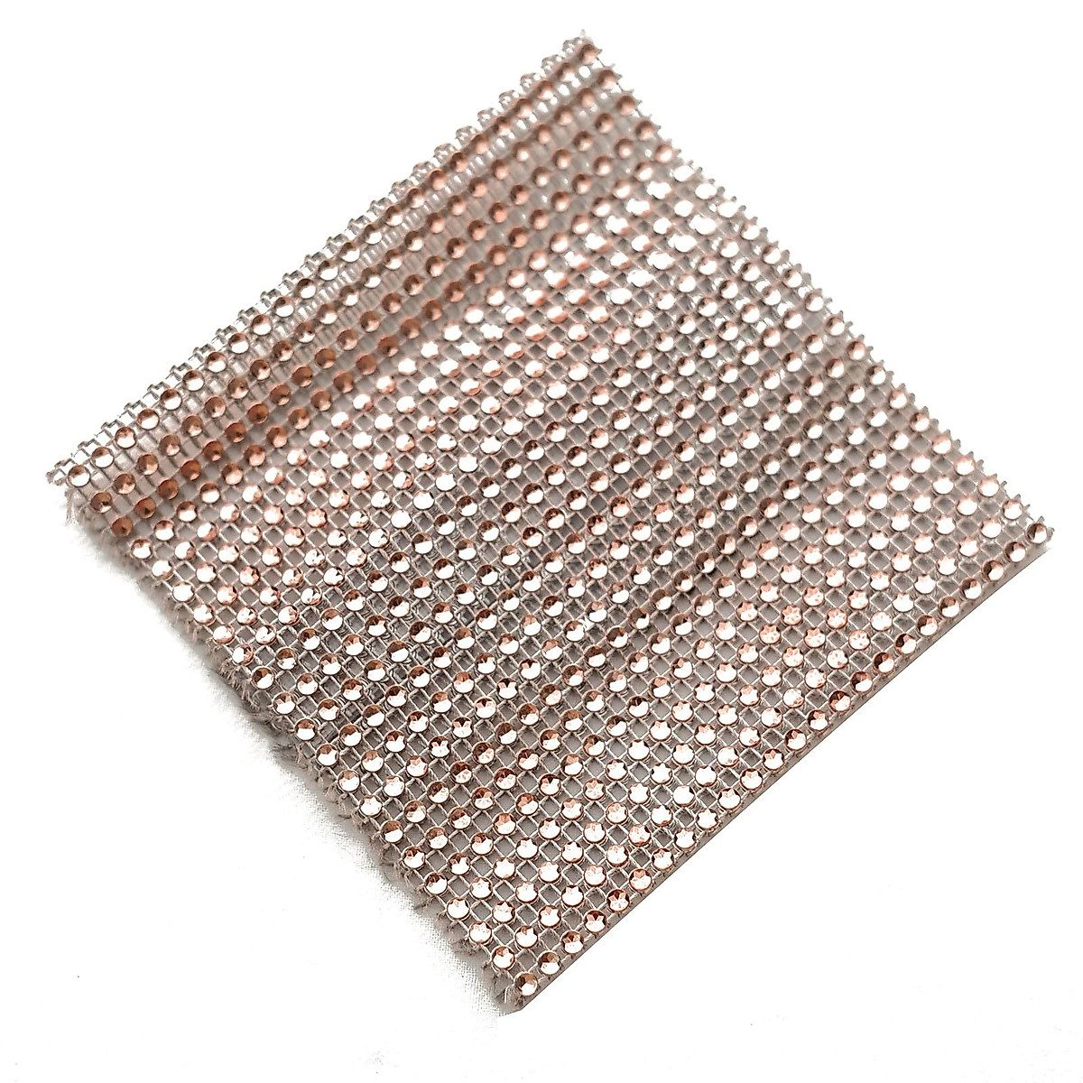Tableclothsfactory 4 Pack | Blush/Rose Gold Large Rhinestone Mesh Chair Sash Clips, Backdrop Curtain Bands - 5"X10"