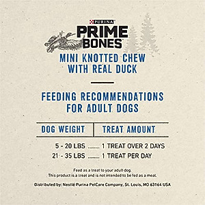 Purina Prime Bones Mini Knotted Chews Rawhide Free, Natural Dog Treats with Real Duck - 26 ct. Pouch