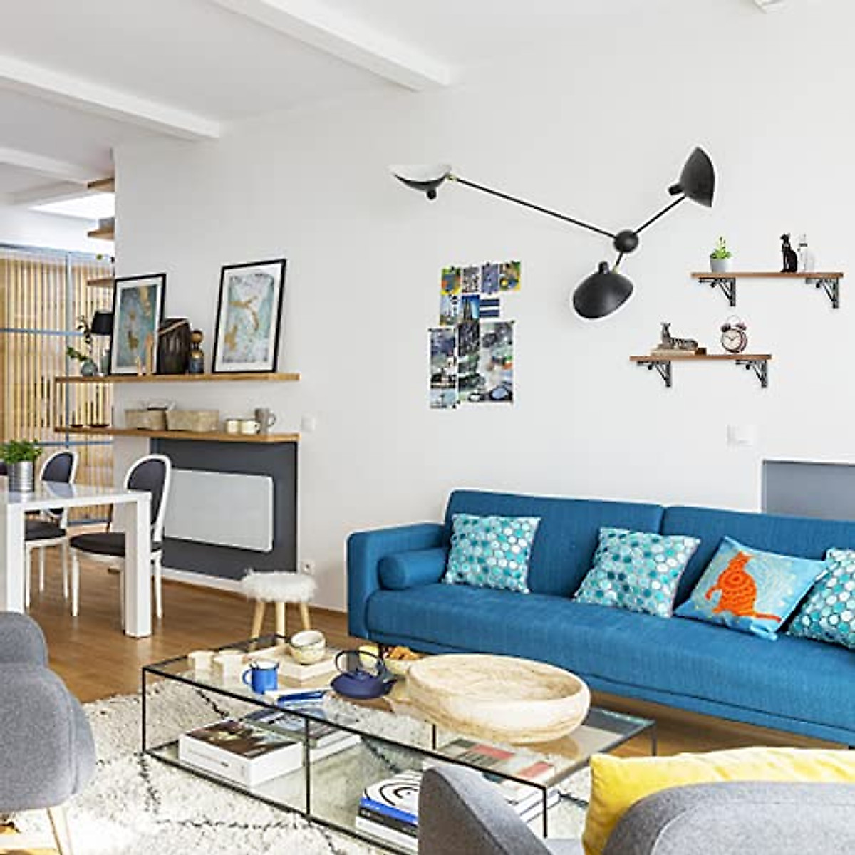 Floating Shelf Wall-Mounted Folding 3-Piece Set, Multifunctional Wall Mounted Shelf for Living Room, Bathroom, Kitchen, or Bedroom, Walnut Color