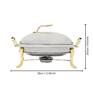 Gagalayong Stainless Steel Chafing Dish, Luxury gold-plated Round Food Warming Tray Non-stick Coating with Food & Water Pan, Lid, Frame, Fuel Holder for Parties, Dinners and Catering