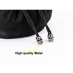 PUGED Large DND Dice Dragon Drawstring Bags with Pockets Black Storage Bag for RPG MTG Game Dices Capacity Over 300 Dice
