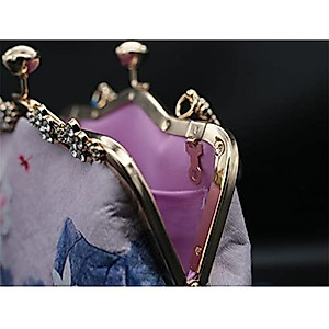 ZLXDP Women's Ethnic Style Antique Handbag with Tassel kiss Lock Women's Flower Handbag