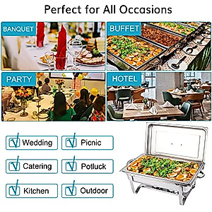 Chafing Dish Buffet Set 4 Packs,8 Quart Stainless Steel Foldable Rectangular Chafing Full Size Food Pan,Chafing Servers With Covers buffet servers and food warmers for parties wedding outdoor banquet