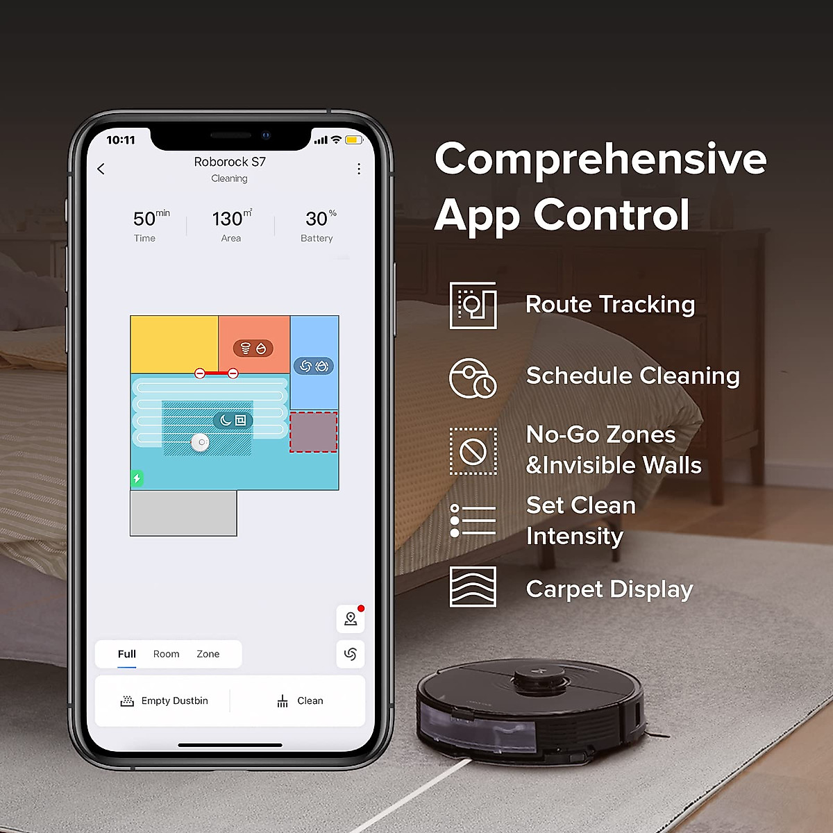 roborock S7 Robot Vacuum and Mop, 2500PA Suction & Sonic Mopping, Robotic Vacuum Cleaner with Multi-Level Mapping, Mop Floors and Vacuum Carpets in One Clean, Perfect for Pet Hair