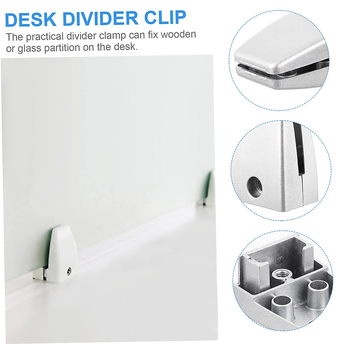 4Pcs glass clip clamps for desk screens desk divider clamp sneeze guard clamp desk divider brackets partition bracket desk panel aluminum alloy office protection support clip