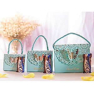 Eyxia Wedding Favor Boxes Flower Laser Cut Party Favors Bags Baby Shower Candy Gift Box Set Butterfly Event Decoration with Ribbons Wholesale 20pcs Pink