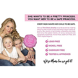 Little Miss Twin Stars Kids Earrings - 14k Gold Plated Frosted Flowers Earrings 3 Tone Blue. Lavender, & White Enamel Flower Leverback Girls Earrings-Brass