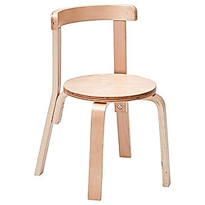 ECR4Kids Bentwood Round Table and Curved Back Chair Set, Kids Furniture, Natural, 5-Piece