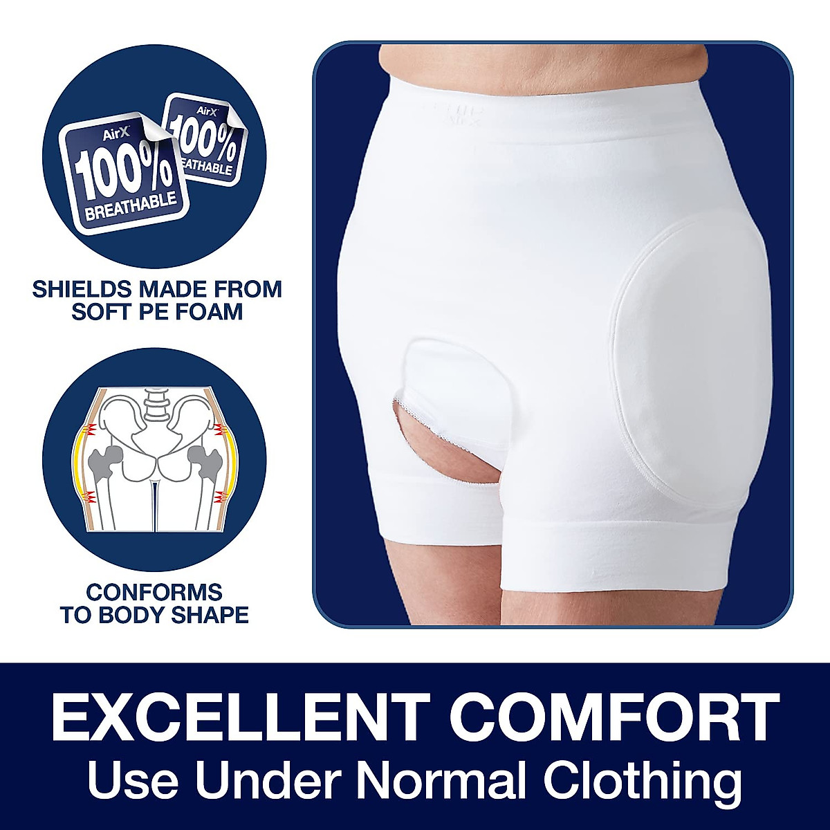 Safehip AirX OPEN Hip Protector Undergarment Fall Injury Prevention Hip Support for Elderly Seniors, Skin-Friendly and Comfortable (XXL 48-60 inches)