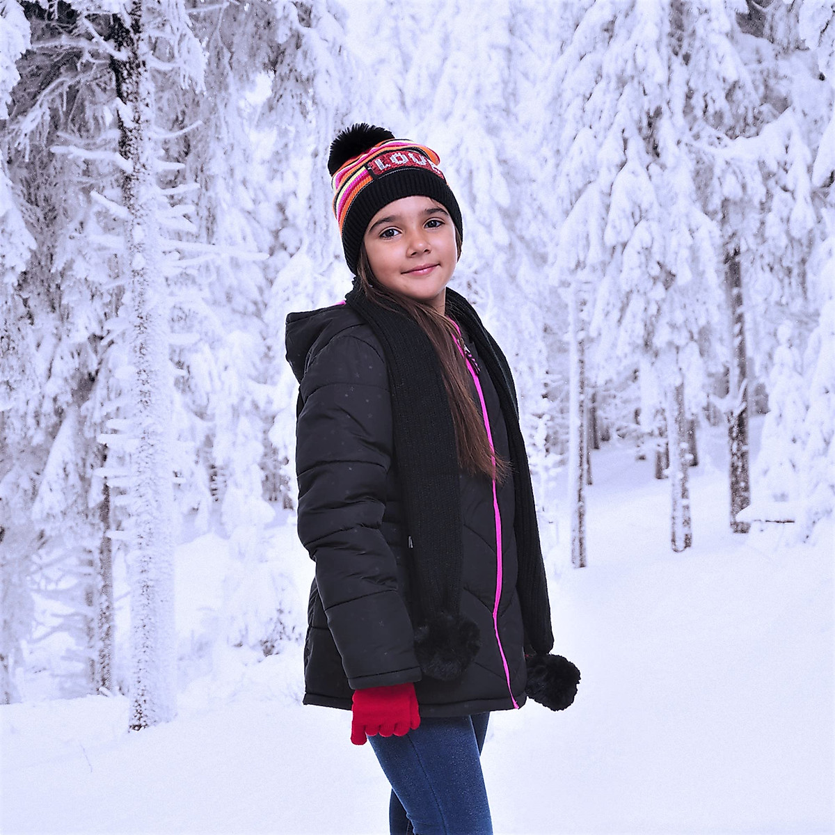 Swak Girls Hat,Scarf & Glove Set-Kids Cold Weather Winter Accessories-Childrens 3 Pc Beanie set-Big Girls Hat Scarves & Glove