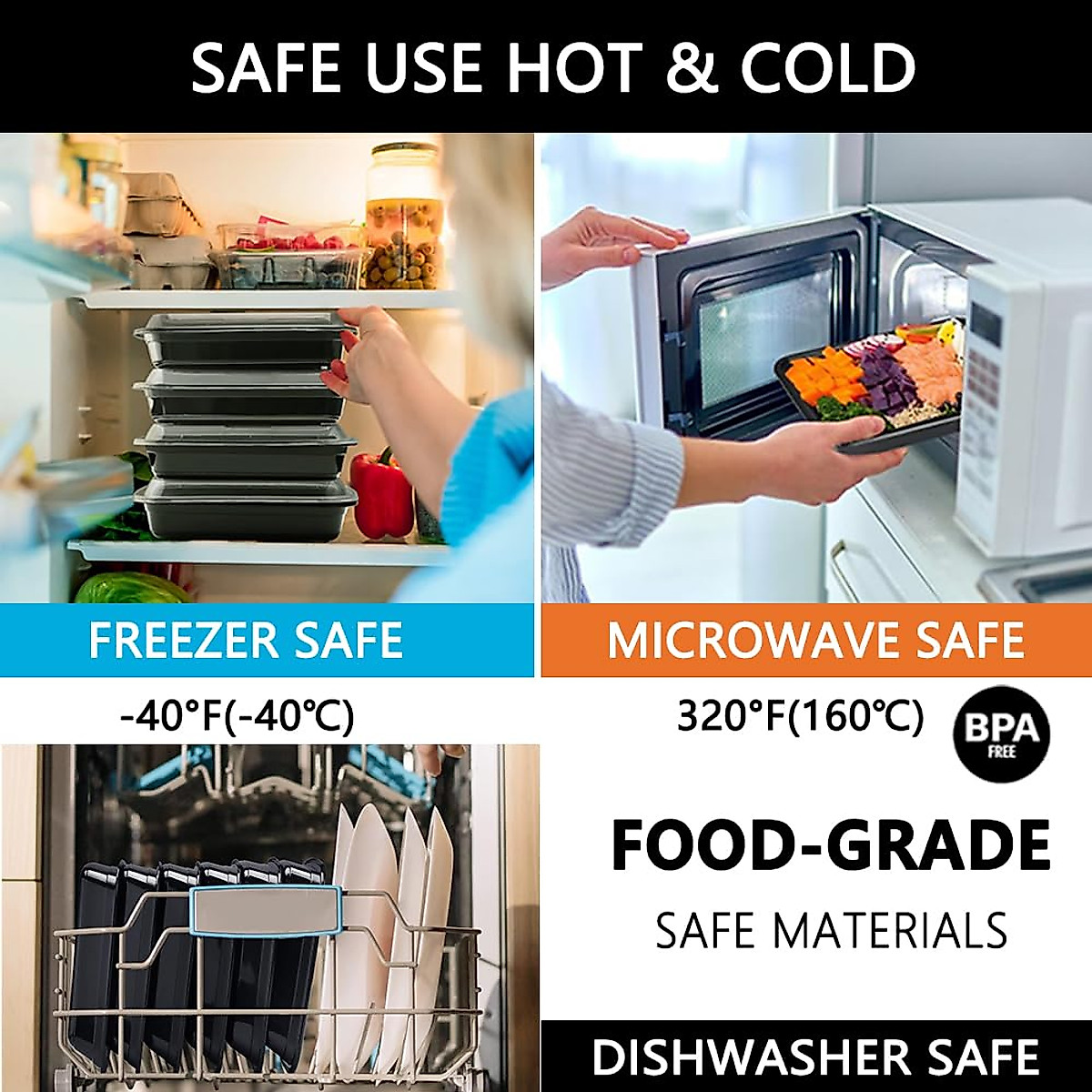 BNNIUCWE 15 Pack 28 Oz Reusable Meal Prep Containers with Lids/Food Storage Containers/Takeaway Disposable Lunch Boxes Leakproof | Dishwasher Freezer Microwave Safe/One Compartment