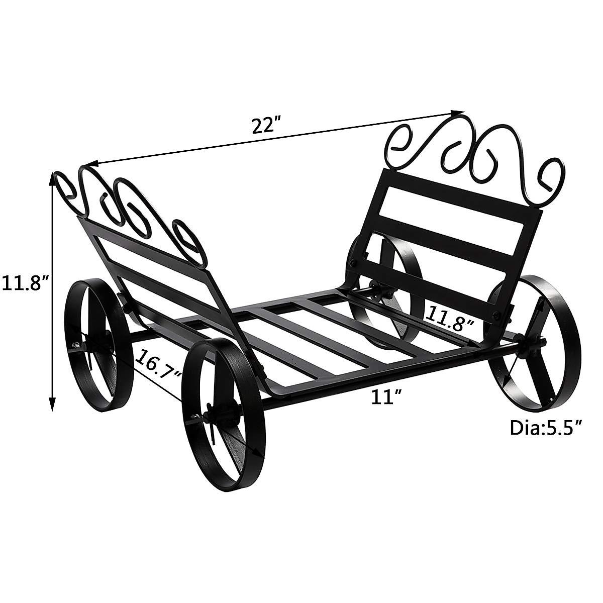 DOEWORKS Fireplace Log Rack Decorative Wheels Fire Wood Carriers Heavy Duty Firewood Holder Stand for Indoor/Outdoor Fire Place