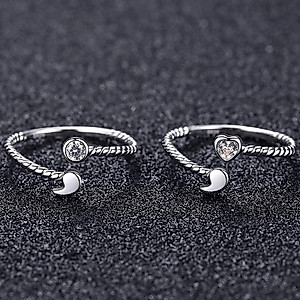 VIKI LYNN Semicolon Rings 925 Sterling Silver CZ Open Adjustable Ring Inspirational Jewlry for Women