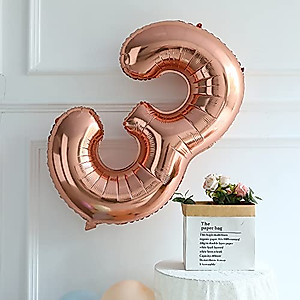 BALONAR 40 inch Jumbo 30 Rose Gold Foil Balloons for 30th Birthday Party Supplies,Anniversary Events Decorations and Graduation Decorations