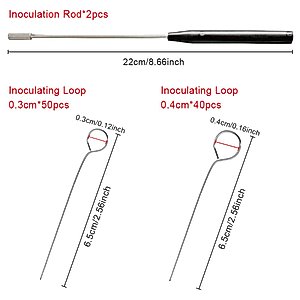 ADAMAS-BETA 2Pcs Reusable Inoculating Loop Metal Inoculation Loop Mycology with 90Pcs Nichrome Needle Tips Inoculation Rings Rods for Laboratory