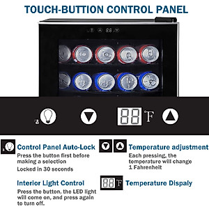 Northair Beverage Cooler and Fridge With Glass Door, 60 Can Beverage Mini Fridge, Adjustable Shelves Dispenser Countertop Refrigerator Cellars, Perfect for Soda Beer or Small Drink