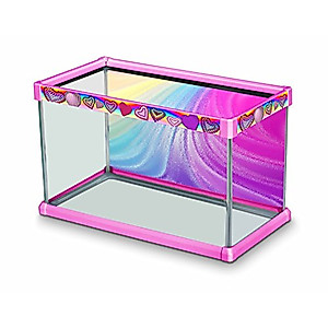 Elive Aquarium Fish Tank Decorative Frame Kit with Background for 10 Gallon Tanks (20” x 10” x 12”), Playful Pink - Bedazzled Heart Design