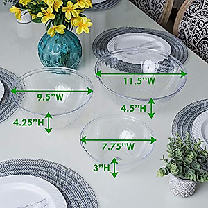 PLASTICPRO Disposable Round Crystal Clear Serving Bowls For Party Snack or Salad, Plastic Clear Chip Bowls, Candy Dish (2, 48 OUNCE)