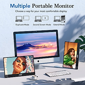 KUMK 4K Portable Monitor 13.3" 3840x2160 UHD USB-C Laptop Monitor with Kickstand & Carrying Bag, Eye Care Screen HDR Speakers FreeSync External Gaming Monitor for Mac PC Phone Xbox Switch PS5/4, Black