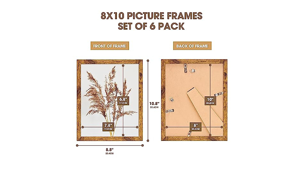 TWING 8x10 Rustic Picture Frames Set of 6 for Wall & Table Decor