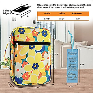 HuiJuKeJi Floral Bible Cover with Bookmark and Sided Pocket, Protective Carrying Church Bag Bible Case for Women, Fits for Standard Size Bible, Perfect Gift for Girls Kids,10.6 * 7.48 * 2.16inch