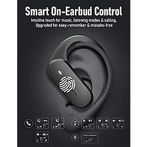 Audiovance SP301 True Wireless Earbuds Bluetooth 5.2 Earphones, Over Ear Headphones with Mic and Earhooks for Women Men Workout Running Sports Gym, 24H Battery Waterproof Ear Buds for iPhone Android.