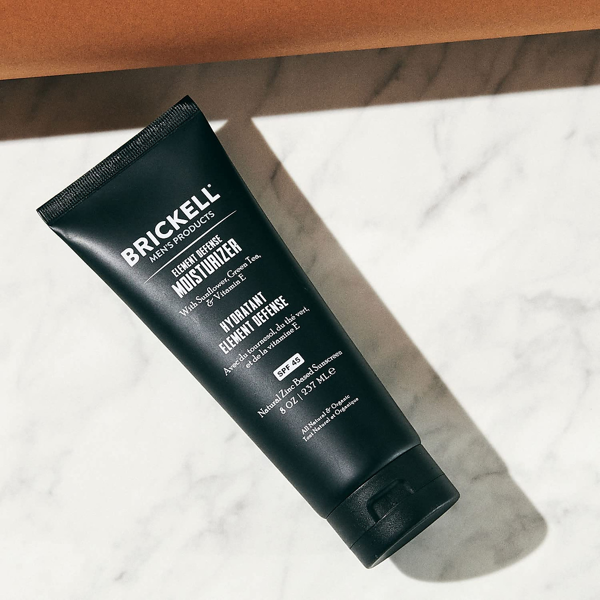 Brickell Men's Element Defense SPF45 Moisturizer for Men, Natural & Organic, Zinc Oxide Mineral Sunscreen, Hydrates and Protects Skin Against UVA/UVB Rays, 8 Ounce, Unscented