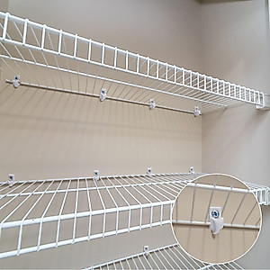 Sfcddtlg 25 Pcs White Down Wall Clips- Wire Shelf Brackets Loop Clips- Closet Maid Support Brackets- Plastic Closet Shelves Clips Screws and Expansion Tubes for Wire Shelving