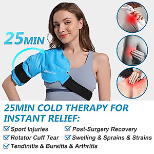 RelaxCoo Shoulder Ice Pack Rotator Cuff Cold Therapy, Reusable Gel Ice Wrap for Shoulder Injuries & Pain Relief, Bursitis, Tendonitis, Swelling, Recovery for Man and Women