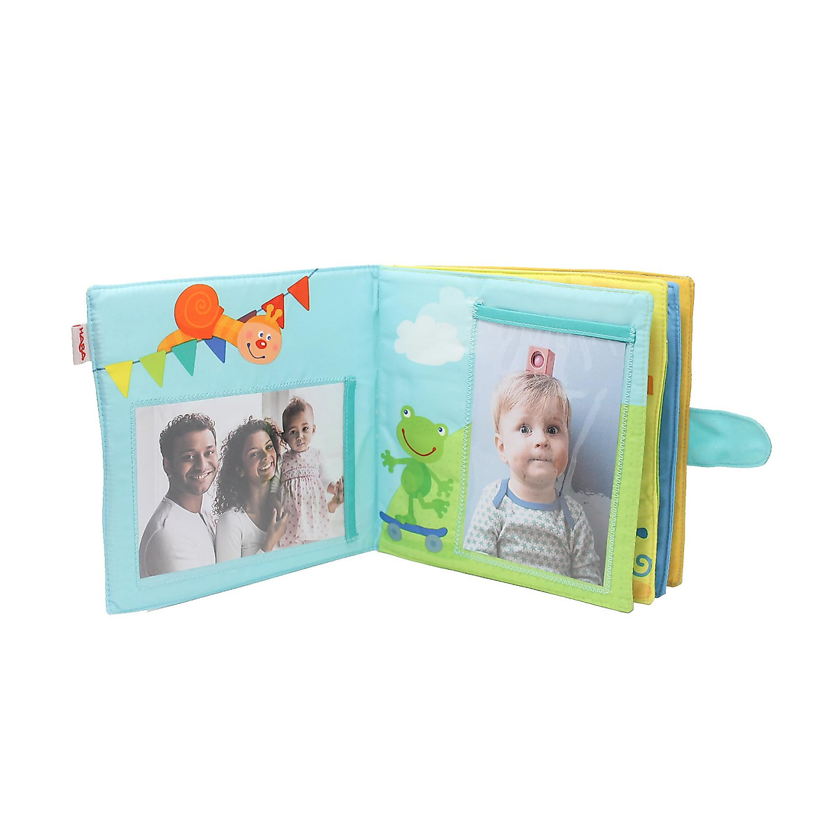 HABA My First Photo Album - Soft Fabric Baby Book, Baby Album Fits (8) 4"x6" Photos, Sensory Toys for Babies, Baby Books 12-18 Months & Up
