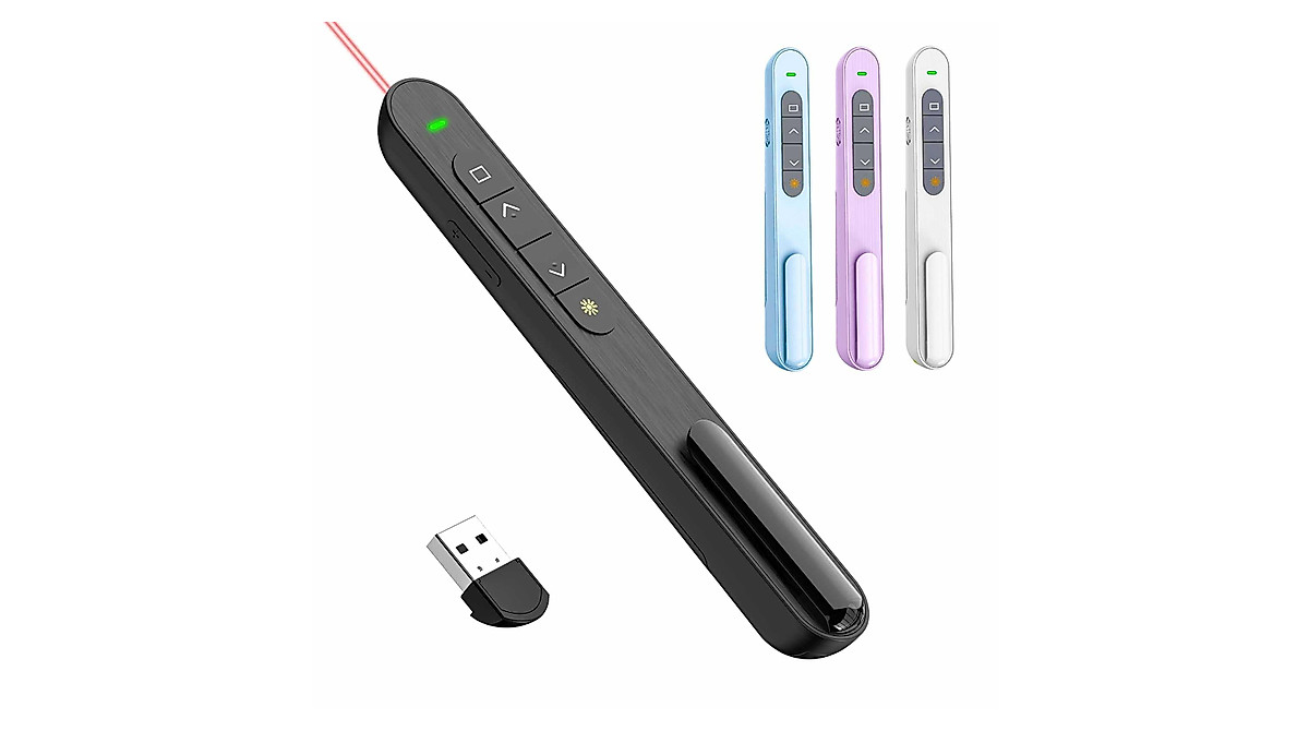 QUI Wireless Presenter Clicker - Laser Pointer & Volume Control