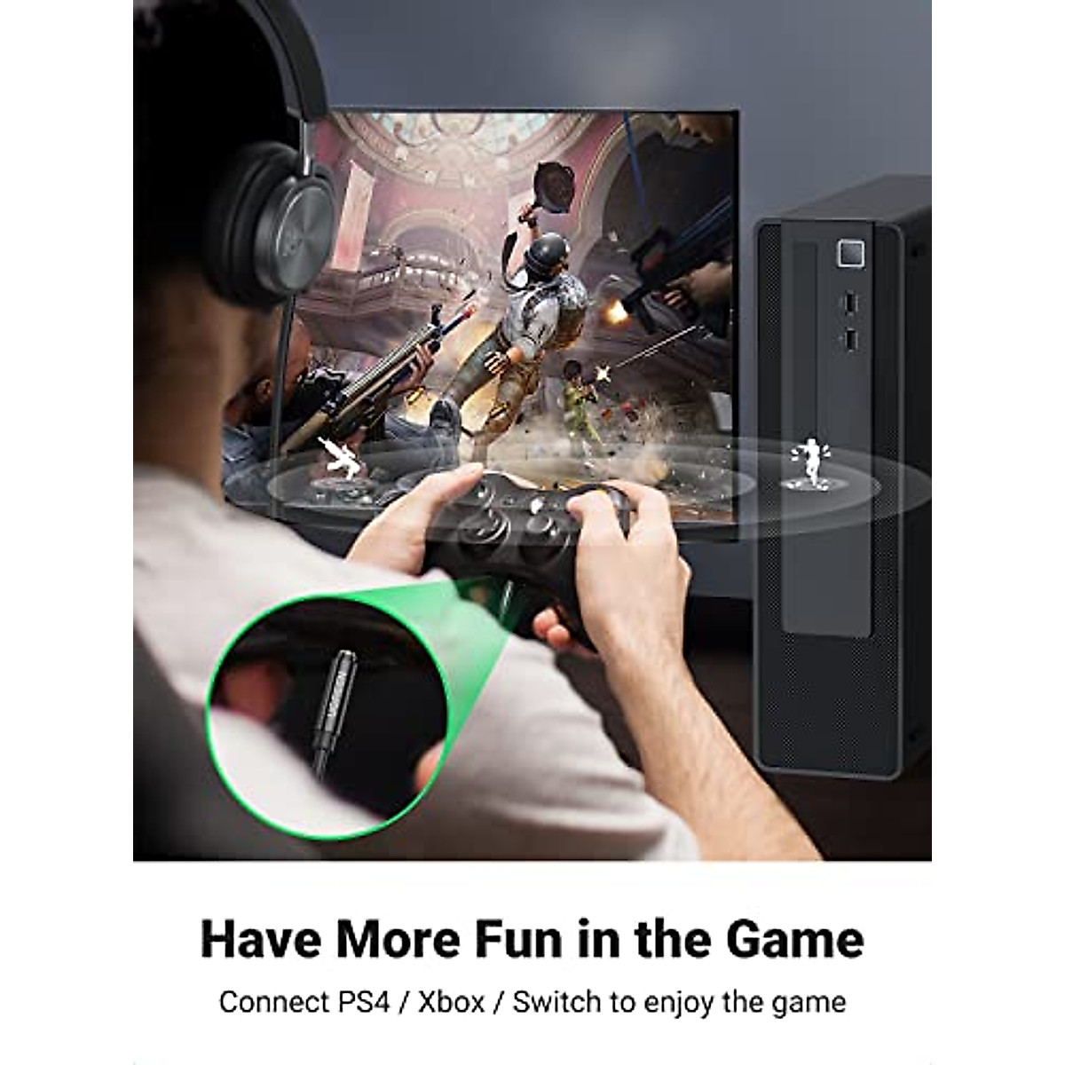 UGREEN Headphone Splitter 3.5mm 4 Pole TRRS Audio Splitter Mic Y Headset Splitter Stereo Separate Jack Compatible with PS4 Xbox Laptop Phone PC Gaming Headset Black