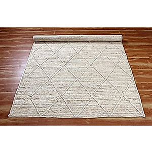 CASAVANI Hand Braided Rag Rug Geometric Beige 4x20 Ft Runner Shape Jute Rug Indoor/Outdoor Use Doormat Rugs for Dining Room,Bedroom,Loundry Room & Balcony 4x6 Feet