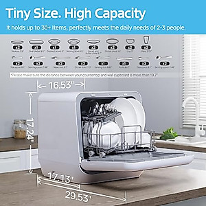 Midea MDC17P0ABB Portable Countertop Mini 5L Built-in Water Tank, No Hookup Needed, 6 Programs, 360° Dual Spray, 162℉ High-Temp& Air-Refresh Function, Dishwasher for Apartments& RVs, Black