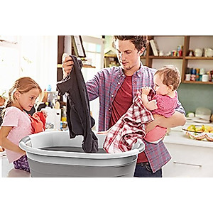 Vremi Collapsible Plastic Laundry Basket (grey)
