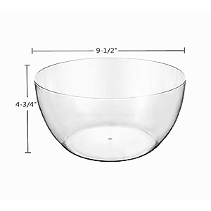 Large Salad Bowl, Circular Shaped In Premium Acrylic Break Resistant Clear, 146 Ounce 2 Count