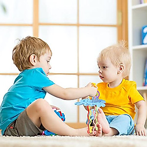 FATEORT Montessori Toys for 1+ Year Old, Food Grade Silicone Pull String Activity Toy, Sensory Toys for Toddlers, Travel Toys for Babies, Baby Toys Fine Motor Skills Toys for 12m+