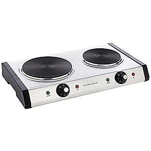 Cuisinart Cast-Iron Double Burner, 11.5"(L) x 19.5"(W) x 2.5"(H), Silver