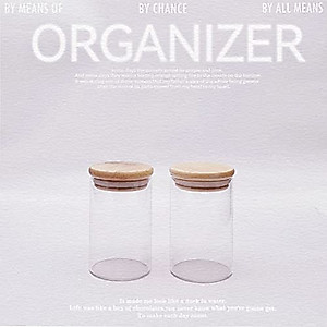 ZYIGYI 4 Pcs Glass Qtip Holder with Wood Lids, 10 oz Apothecary Jars Cotton Swabs Dispenser, Cotton Pads Canister for Bathroom Storage Organizer