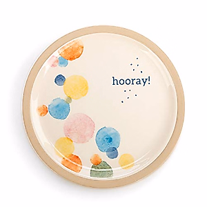 Demdaco Hooray! Colorful Dots 9 x 9 Stoneware Decorative Serving Plate