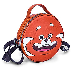 Disney Bag, Cross Body, Round, Pixar, Turning Red, Red Panda Mei Smiling Face Close Up, Vegan Leather